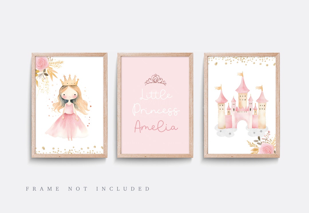 Personalised Princess Prints, Set of 3, Nursery Decor, Nursery Prints ...