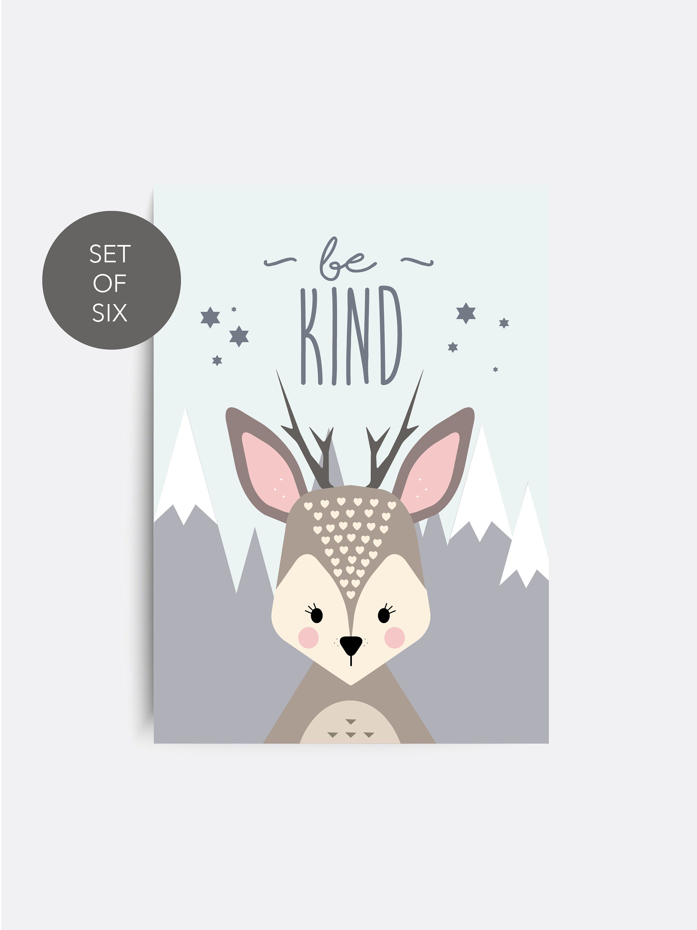 Woodland Nursery wall art Set of 6 animal downloads Be brave | Etsy