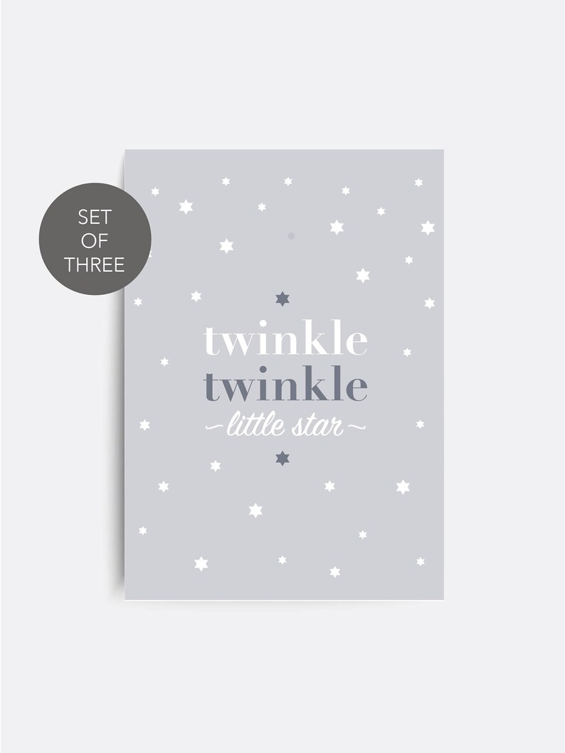 Nursery Wall Art Set of 3 Star Prints Twinkle Twinkle Little - Etsy