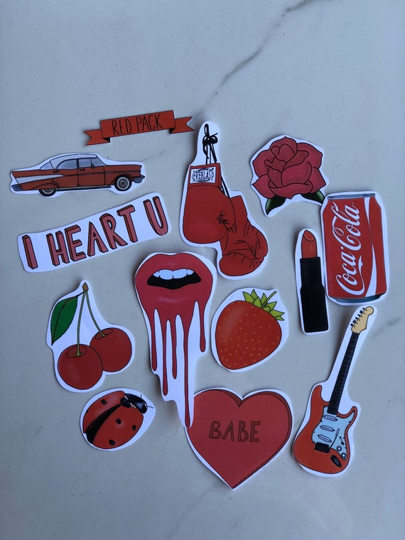 Red Stickers pack of 12 | Etsy