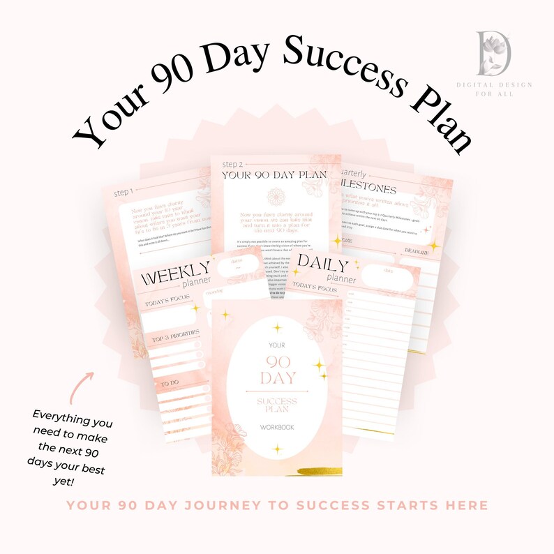 90 Day Planner Goal Setting Success Workbook Tracker Priorities Daily ...