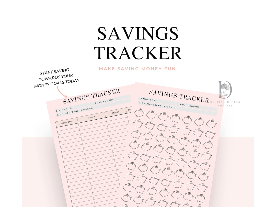 Savings Tracker Printable Colour in Fun Tracker Piggybank Table Savings ...