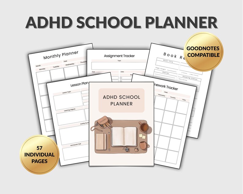 ADHD School Planner Printable Student Planner Daily Weekly Monthly ...