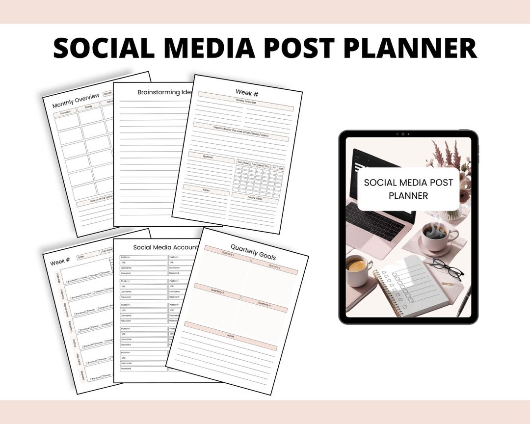 Social Media Post Planner Digital & Printable Content Planner Goodnotes ...
