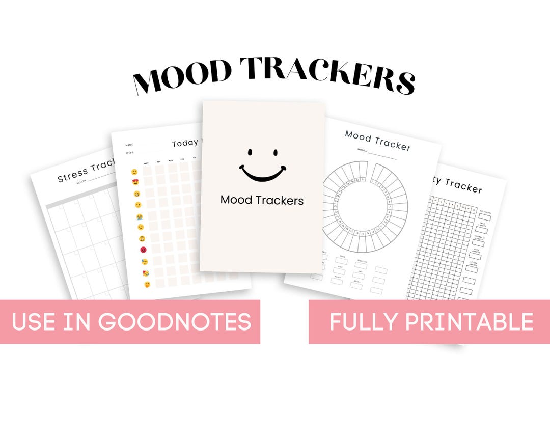 Mood Tracker Printable Mental Health Journal Pages Monthly & Yearly ...