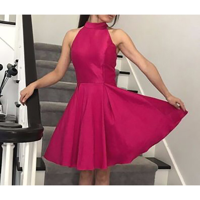 Hot Pink Halter Pageant Interview Dress for Girl Teen Girl Woman - Etsy
