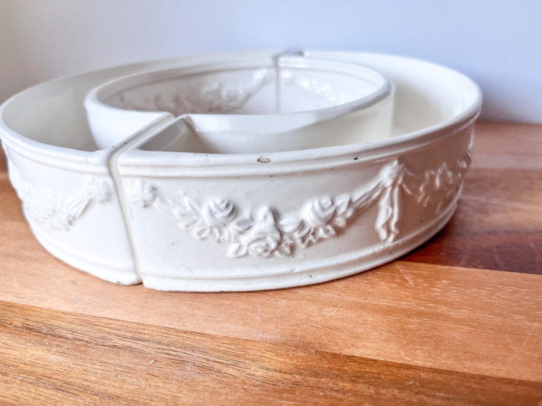 1950s White Two Piece Flower Ring. Lenwile Ardalt Porcelain Centerpiece ...