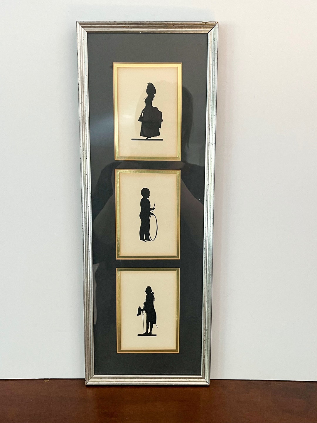 Vintage Framed Trio Silhouettes of Colonial Man, Woman and Child - Etsy