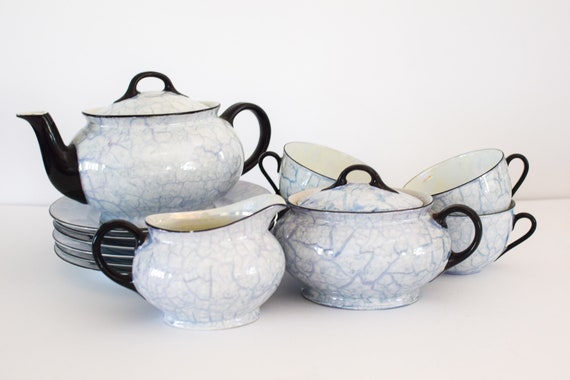 Vintage Blue and White Tea Set. Art Deco Czech Porcelain - Etsy