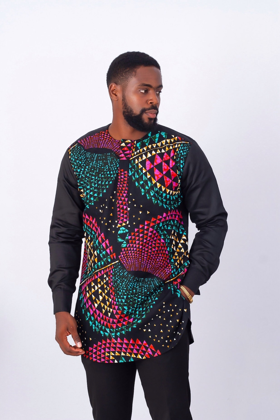 African Print Ankara Combo Kaftan for Men - Etsy