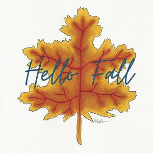 Coloring Page Digital Download Printable, Hello Fall Leaf, PDF JPG - Etsy
