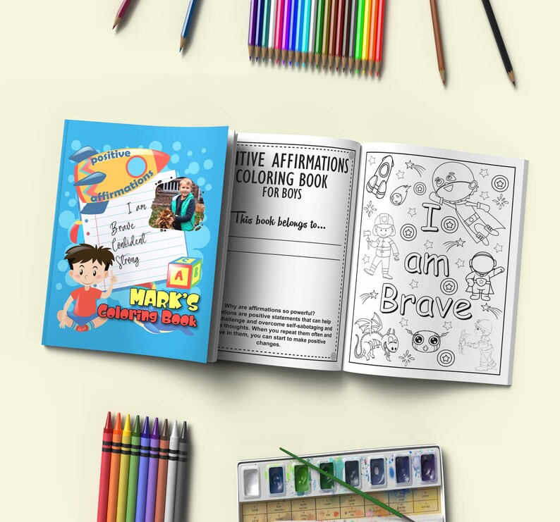 Custom Positive Affirmations Coloring Book for Kids Personalized Name ...