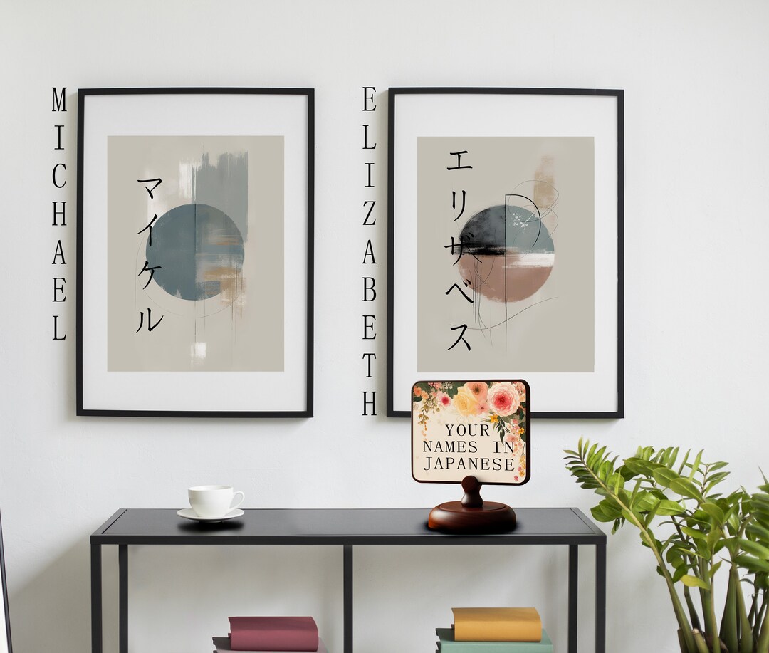 Custom Wabi Sabi Posters Set With Your Names in Japanese - Etsy