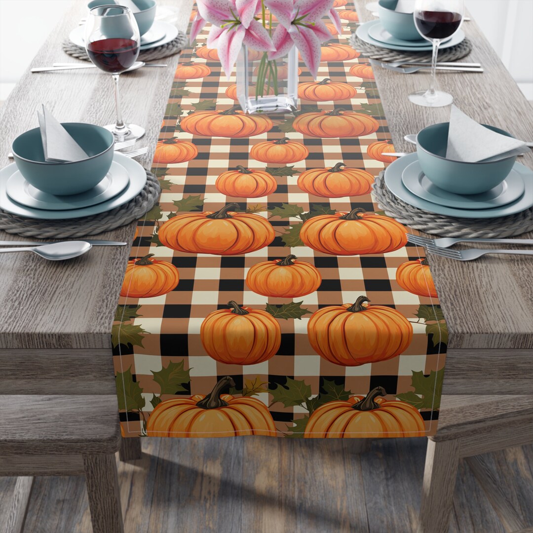 Gingham Pumpkins Table Runner cotton Poly Fall Home - Etsy