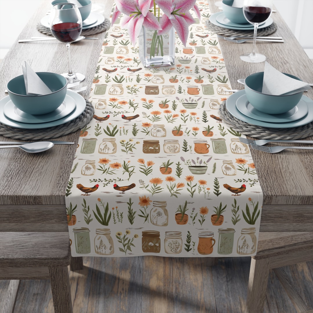 Rustic Farmhouse Table Runner cotton Poly Country Style - Etsy