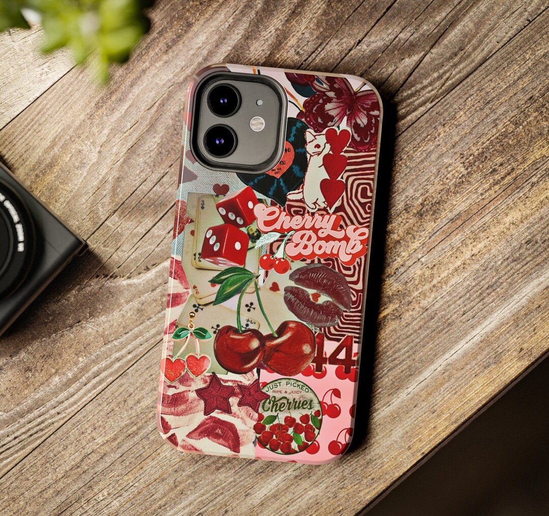 Red Cherry Tough Phone Cases - Trendy Collage iPhone Accessories - Etsy