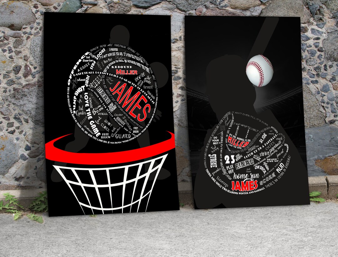 Personalized Sport Posters Basketball, Baseball, Football Custom Word ...