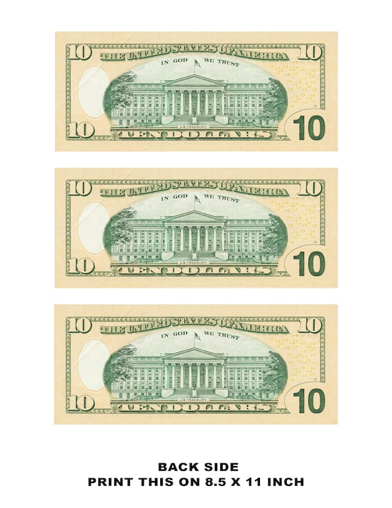 Ten Dollar Bill Template Front Printable Pdf Download
