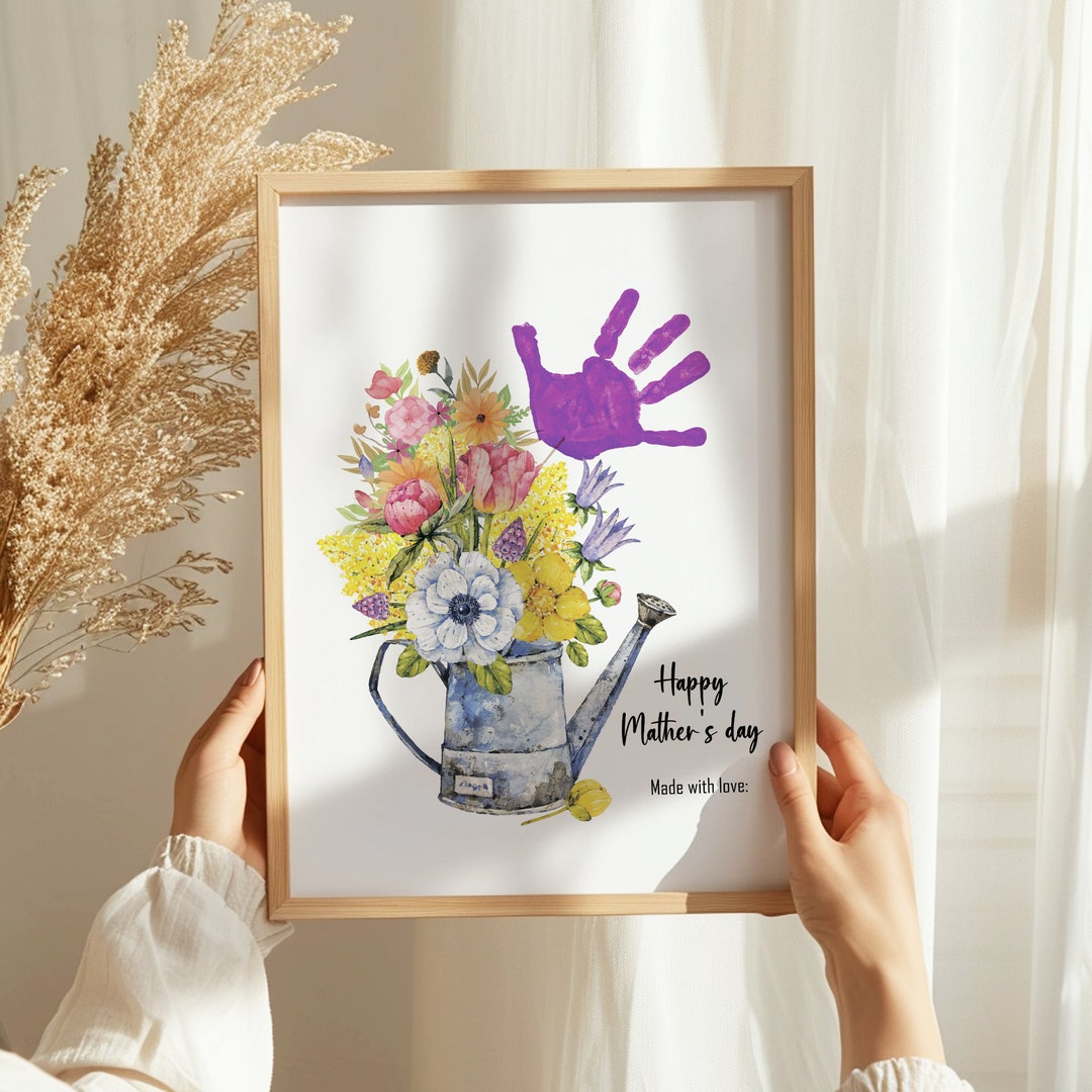 Printable Mother's Day Handprint Gift: Flower Art for Mom, Grandma ...