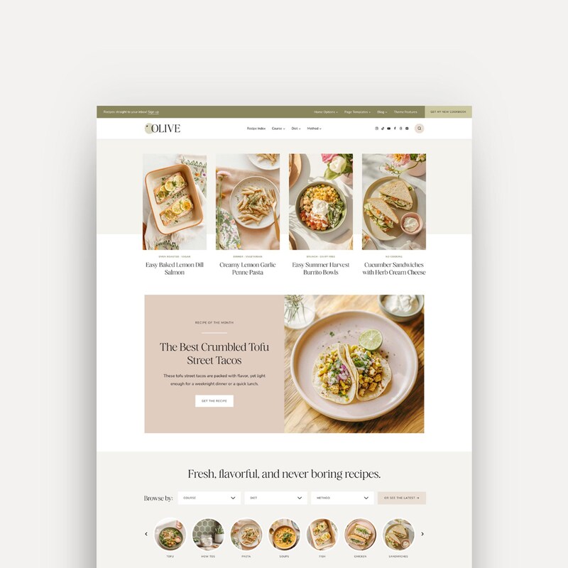 Blog Theme Food and Recipe - Etsy