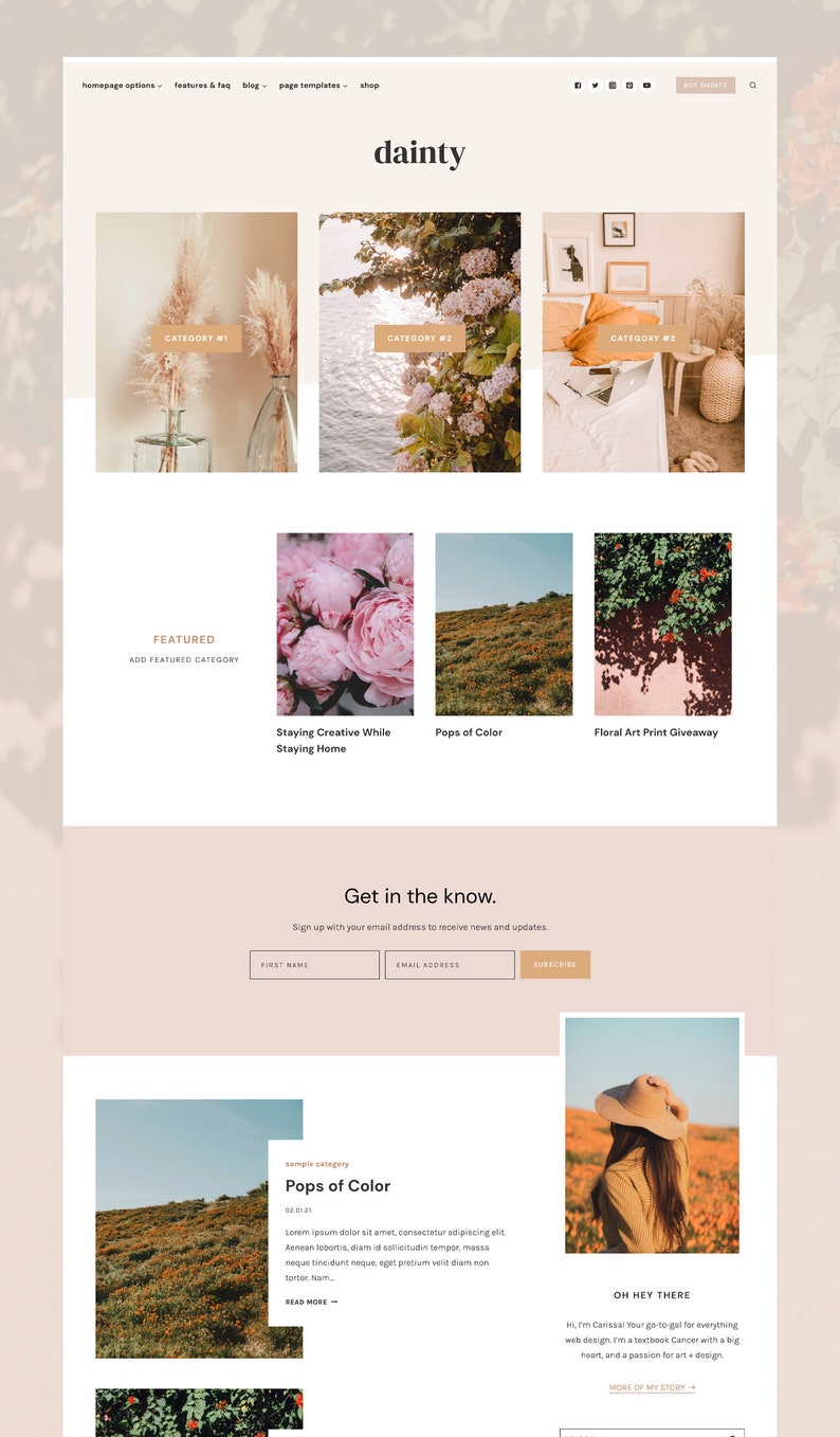 Dainty Wordpress Theme Kadence Feminine Responsive Blog - Etsy