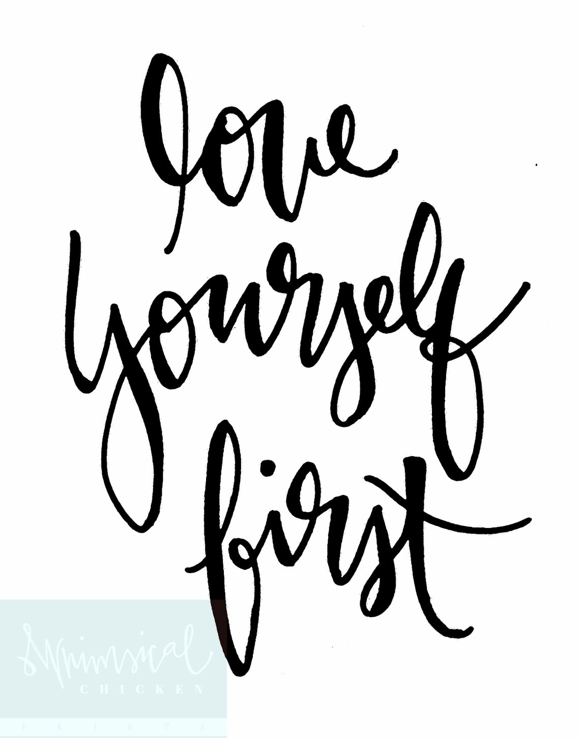 Love Yourself First Hand-lettered Inspirational Wall Art - Etsy