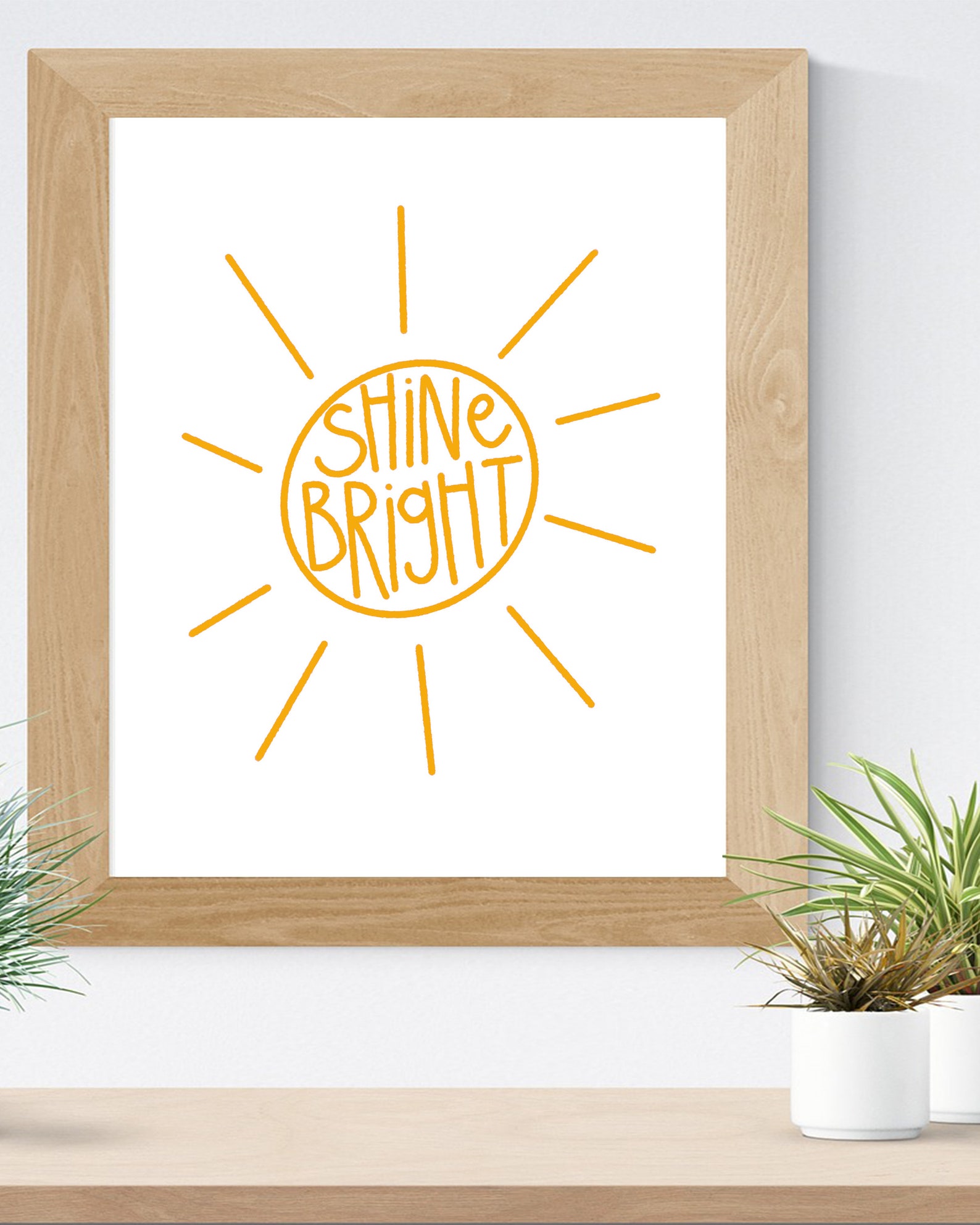 Shine Bright Illustration Art Print Orange Decor Wall | Etsy