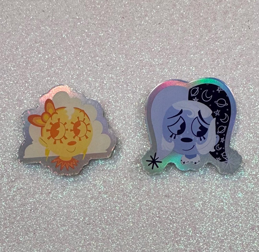 Holographic Day and Night Fae Pins - Etsy