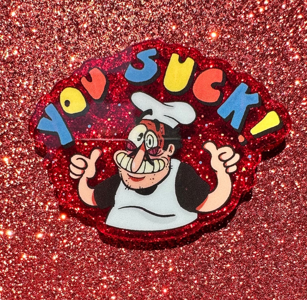 Pizza Tower Peppino "you Suck" Pin - Etsy