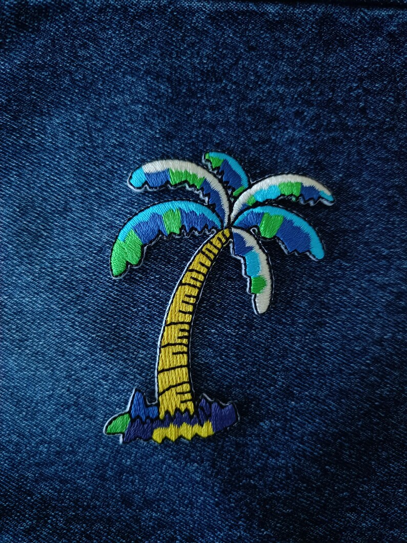 Coconut Palm Tree Cartoon Cool Badge Patch Iron on Patches for Jackets ...