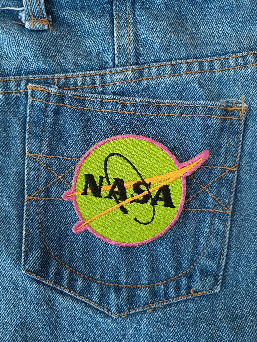 Green Nasa Logo Cartoon Cool Badge Patch Iron on Patches for Jackets ...