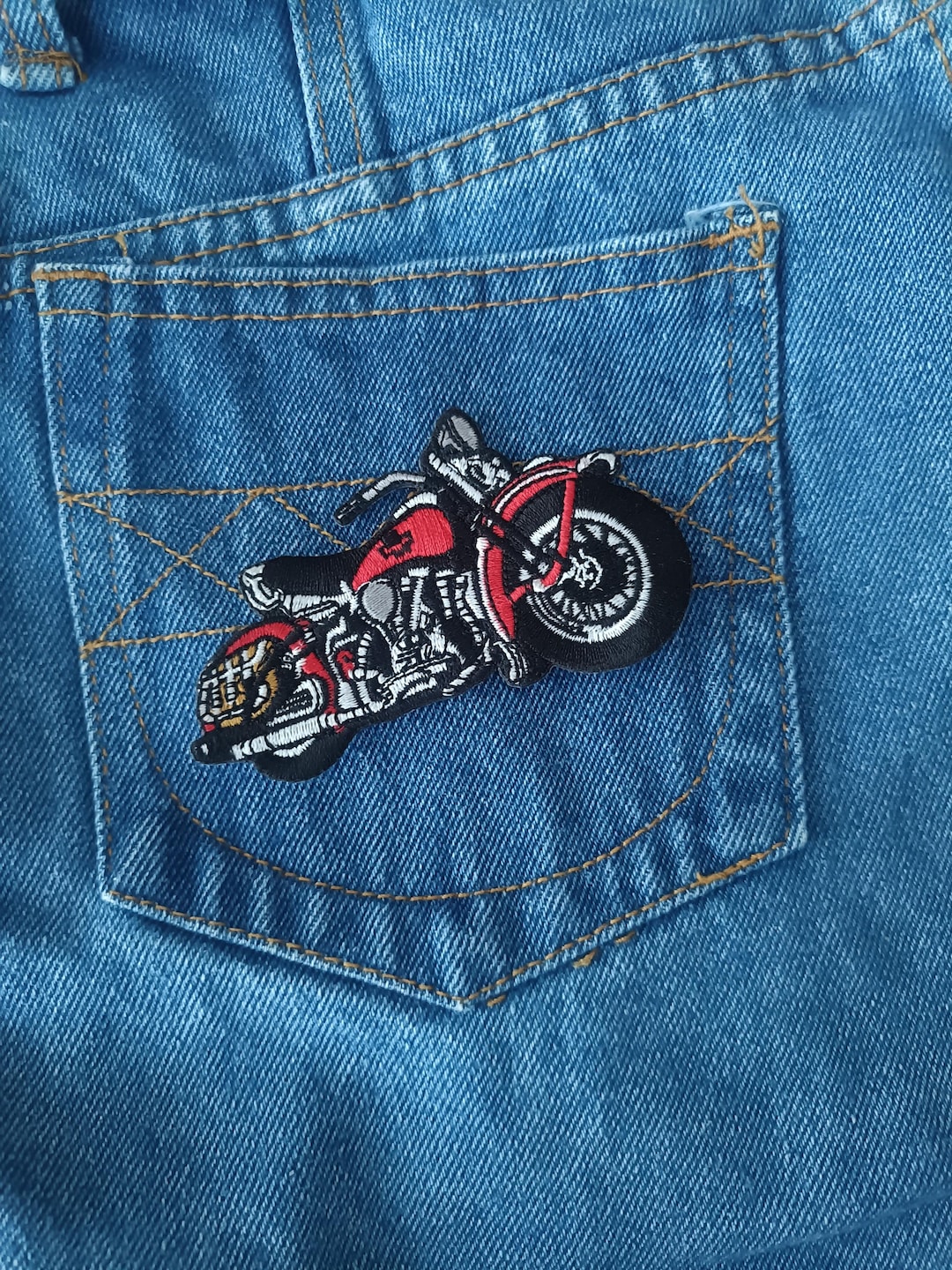 Red Racing Motorcycle Cartoon Cool Badge Patch Iron on Patches for ...