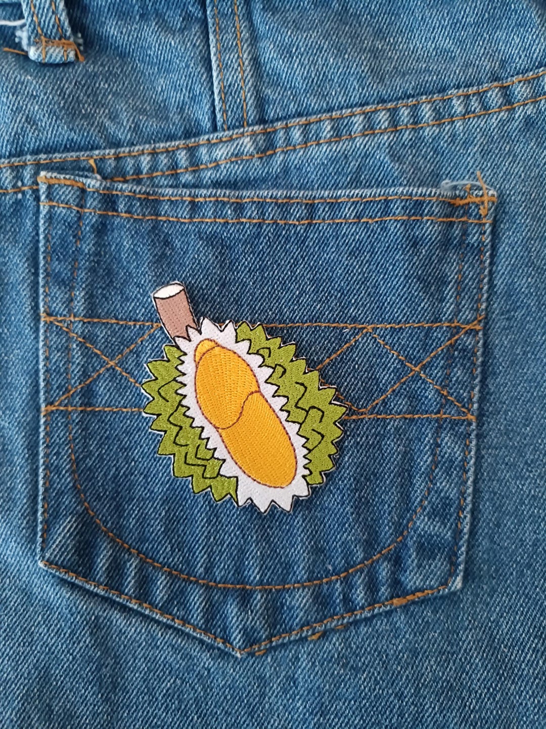 Durian Fruit Cartoon Cool Badge Patch Iron on Patches for Jackets Jeans ...