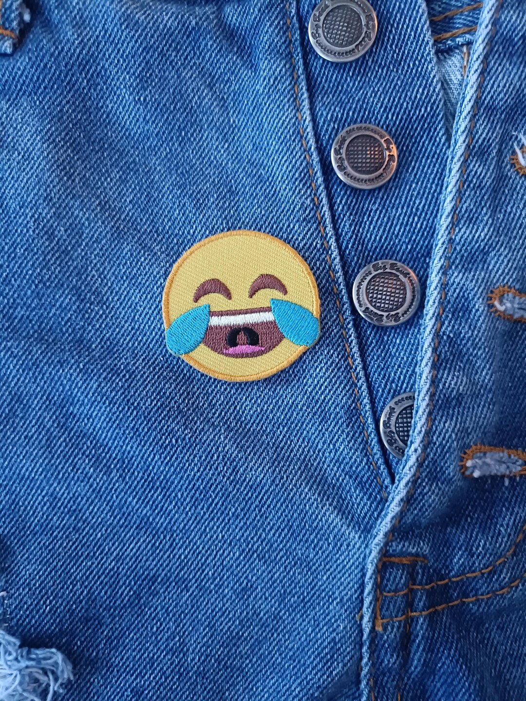 Mini Small Crying Emo Emoticon - Sign Patch - Iron on Patches - Patches ...