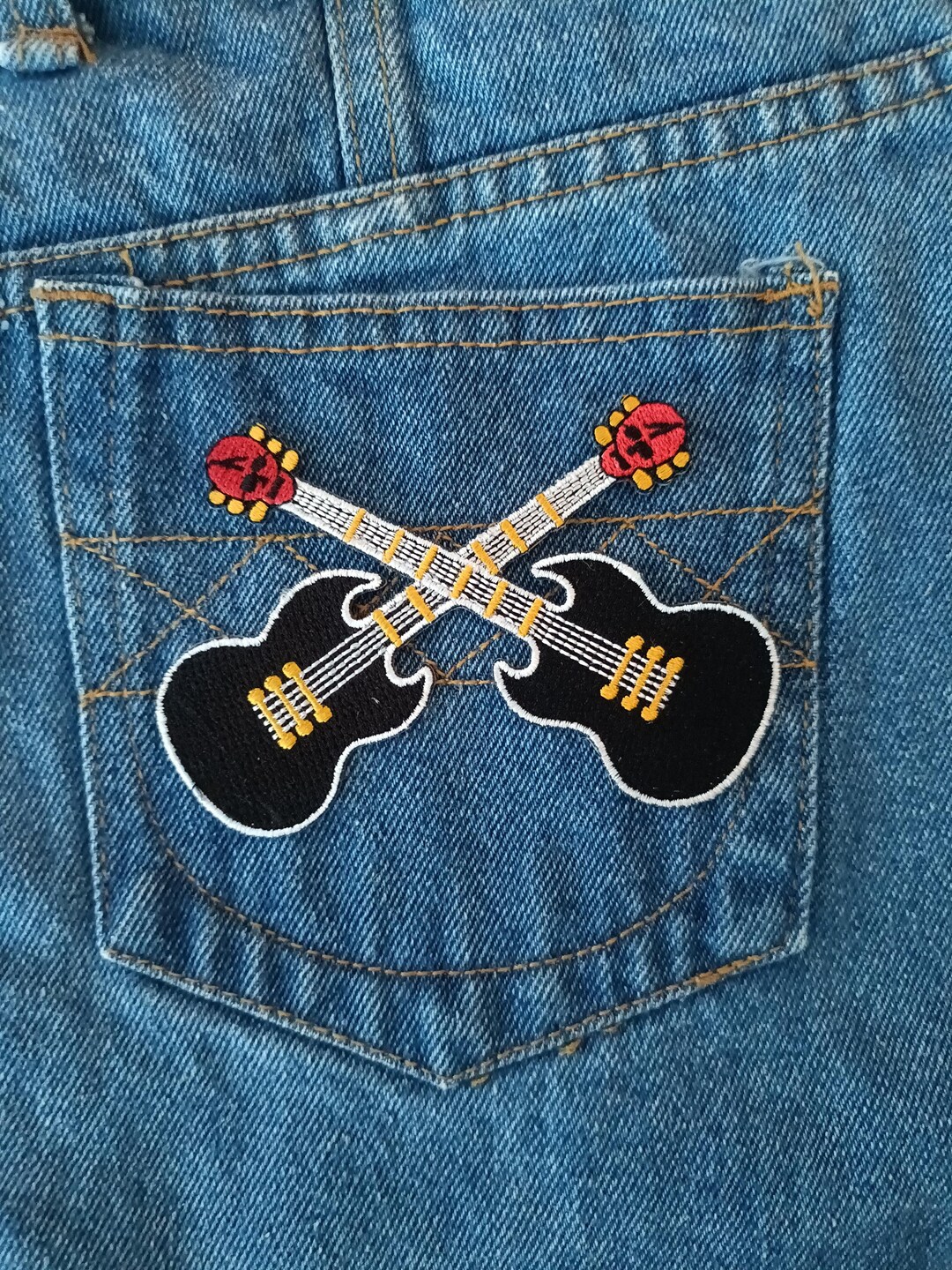 Crossed Guitar Music Song Patch Cool Badge Patch Iron on Patches for ...