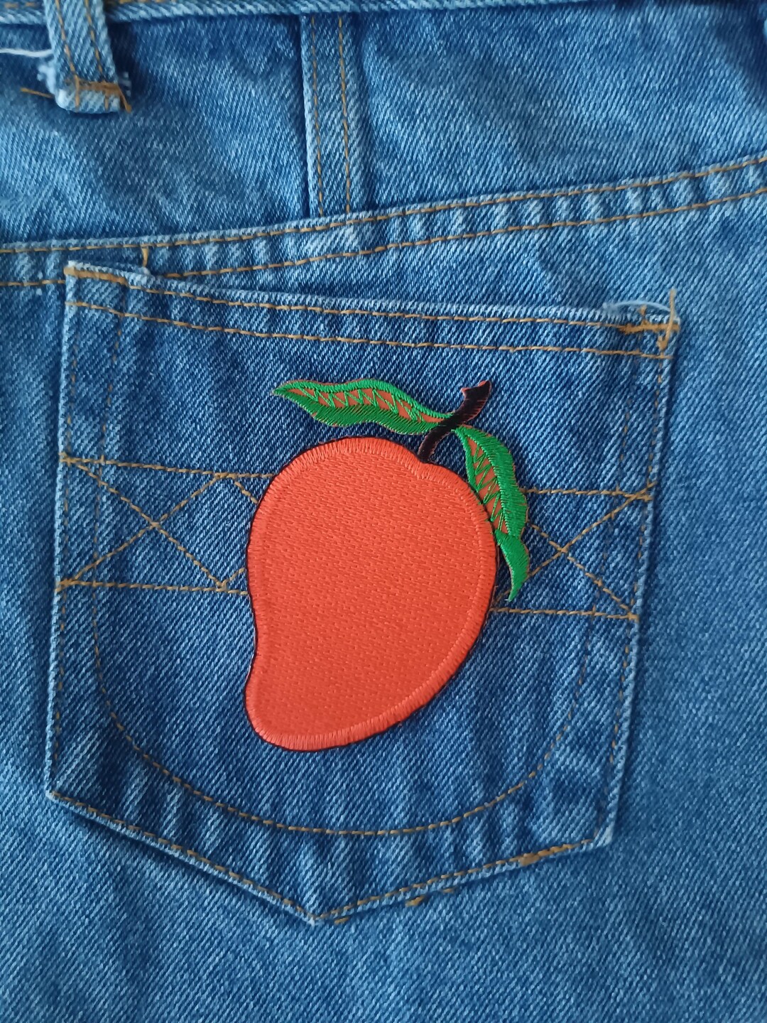 Mango Fruit Cartoon Cool Badge Patch Iron on Patches for Jackets Jeans ...