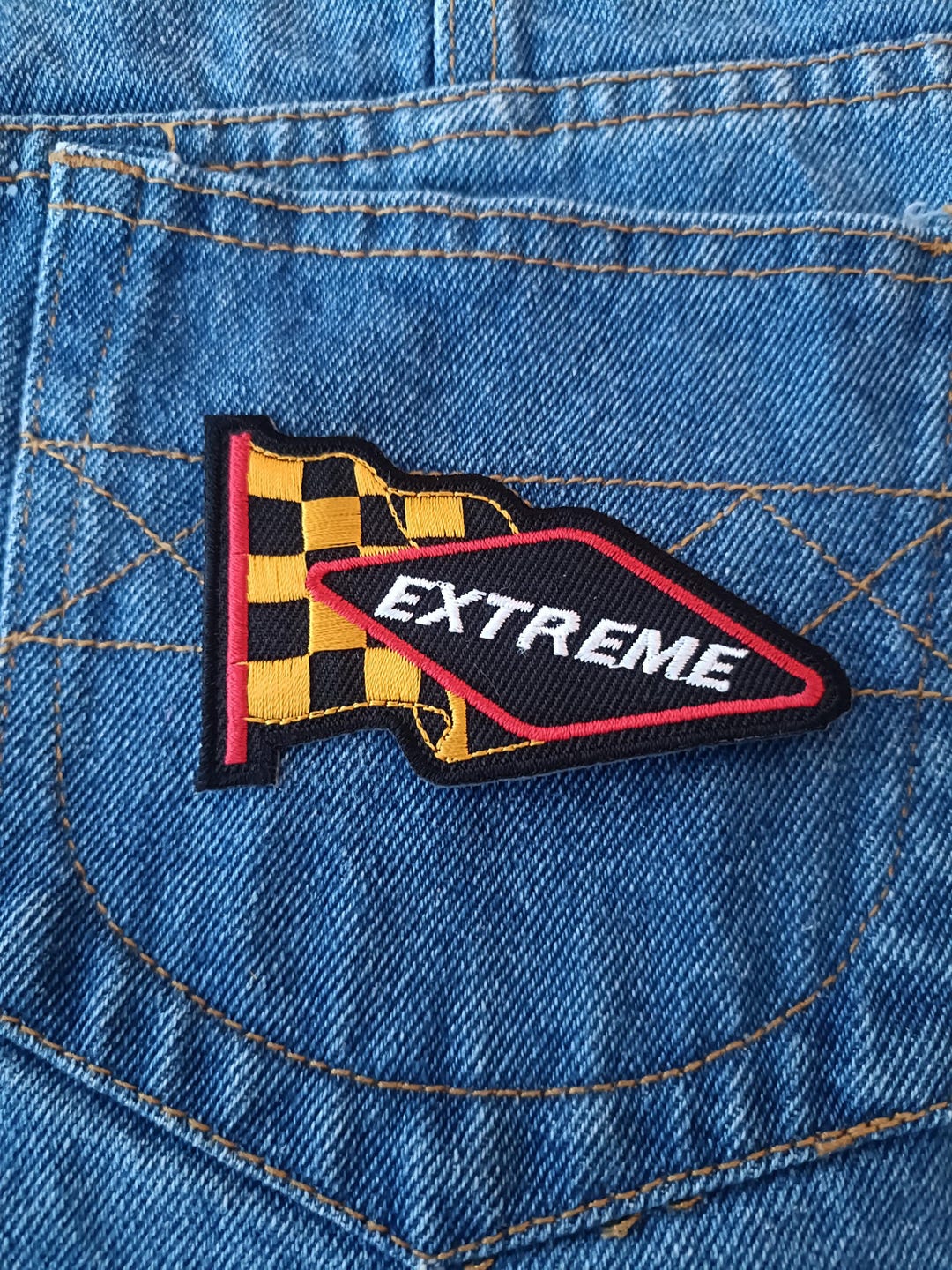Extreme Racing Flag Patch Cartoon Cool Badge Patch Iron on Patches for ...