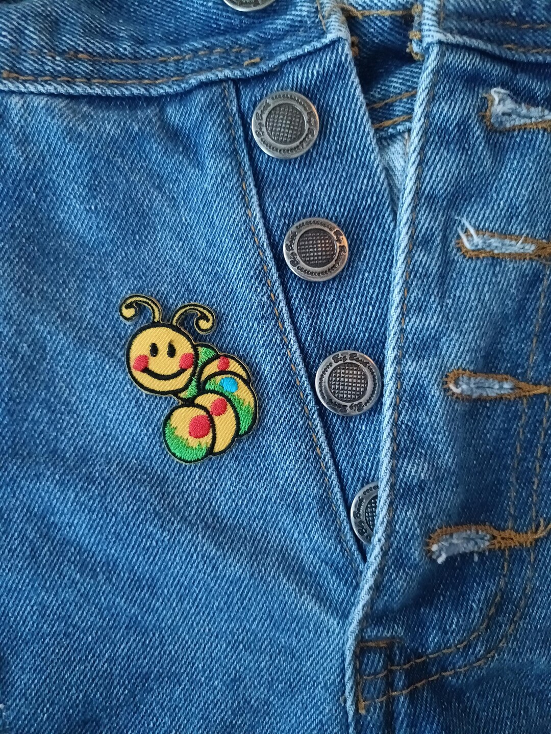 Yellow Caterpillar Worm Patch - Animal Patch - Iron on Patches ...