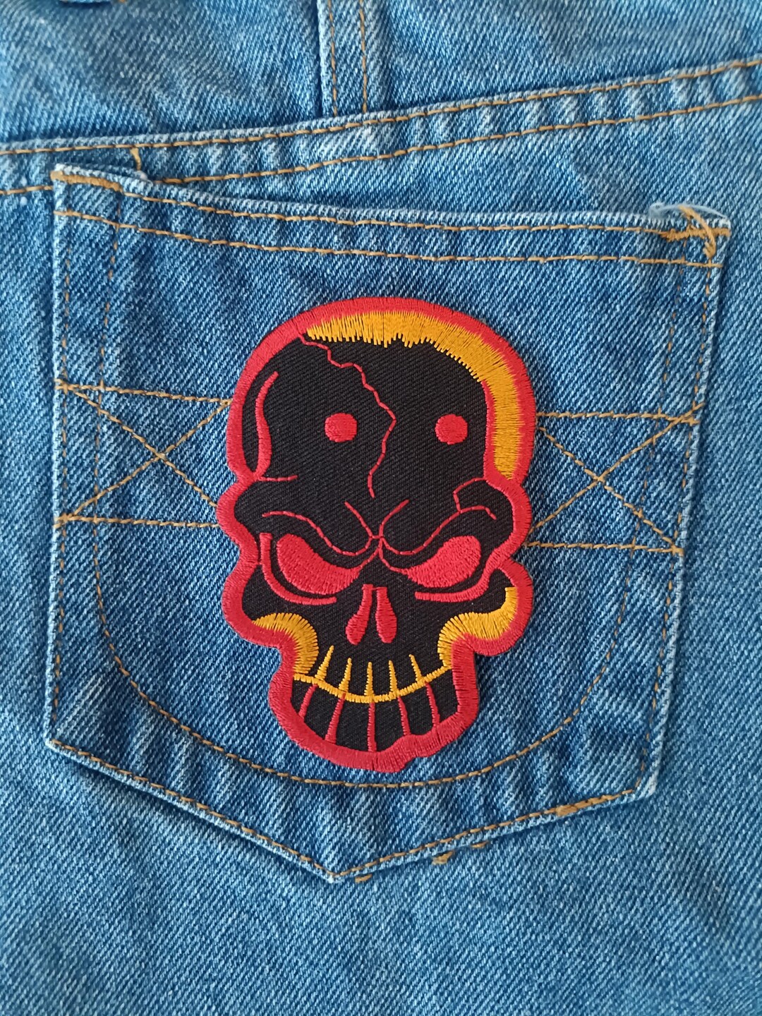 Red Skull Ghost Cartoon Cool Badge Patch Iron on Patches for Jackets ...