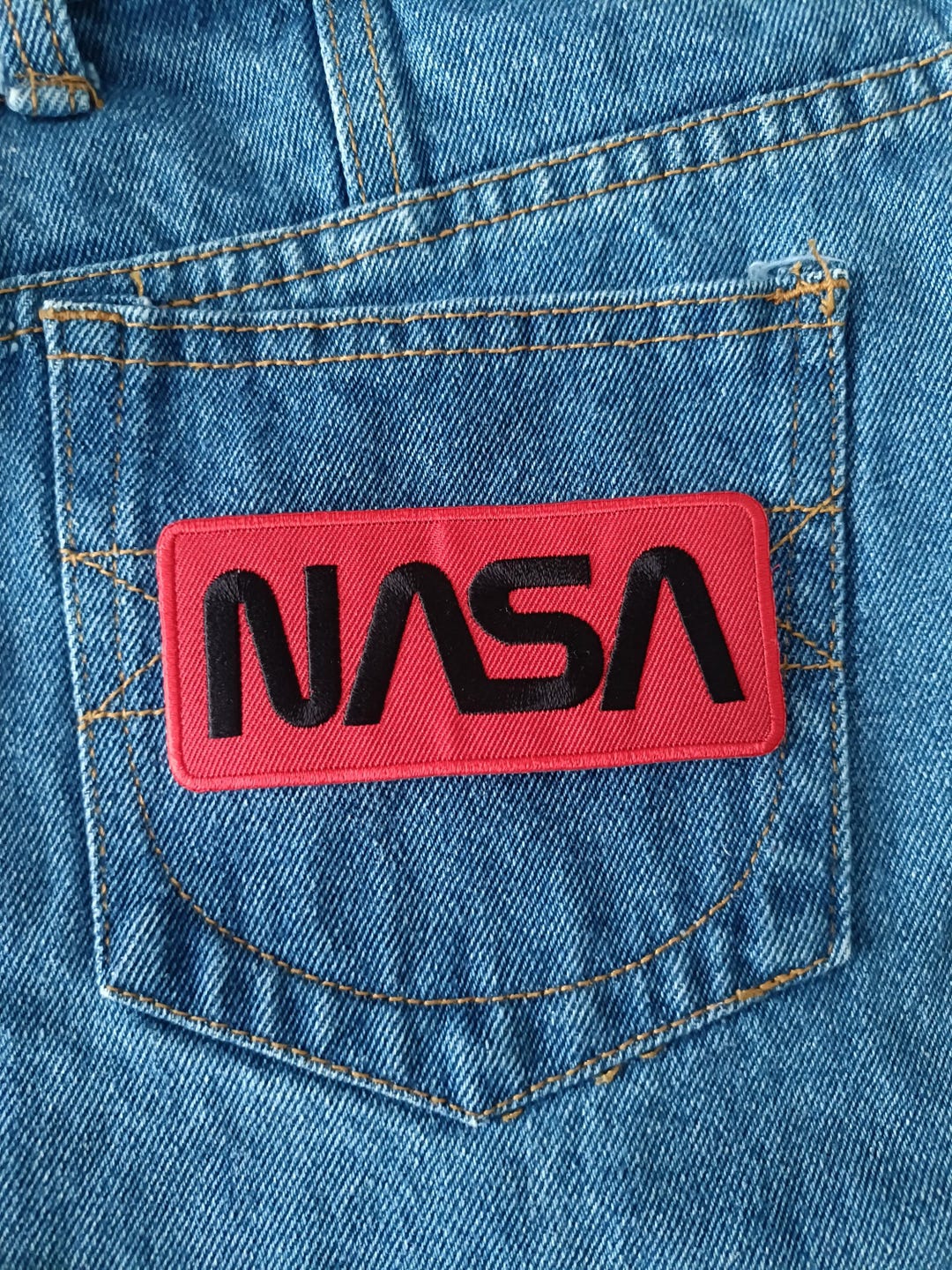 Nasa Space Logo Black on Red Patch Cool Badge Patch Iron on Patches for ...
