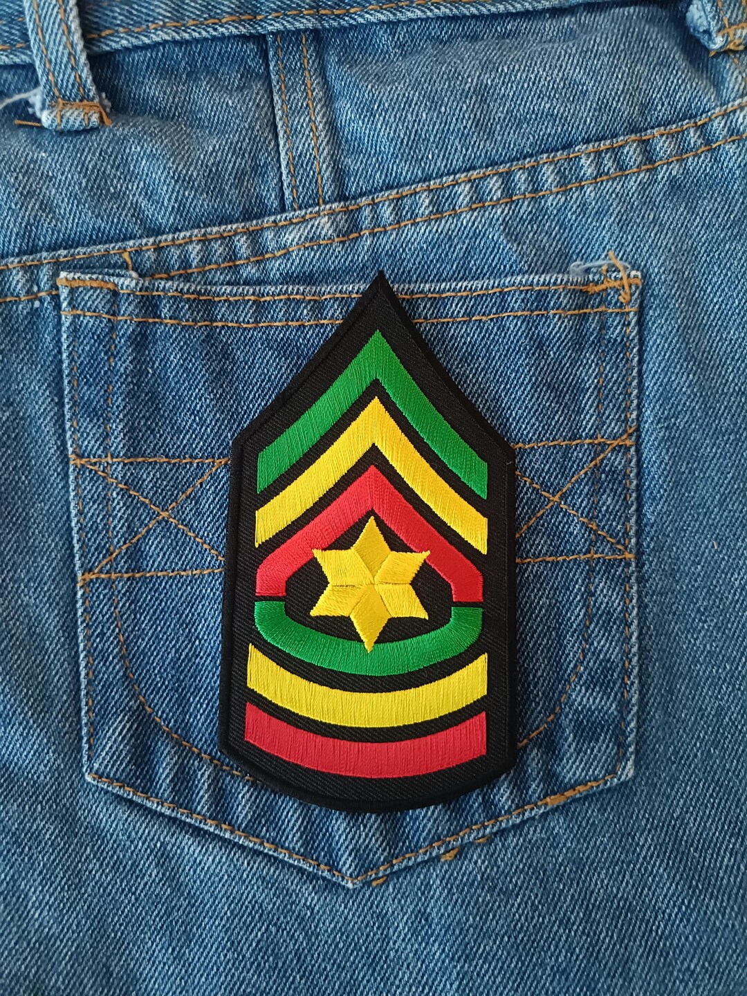 Army Star Badge Rasta Reggae Patch Cartoon Cool Badge Patch Iron on ...