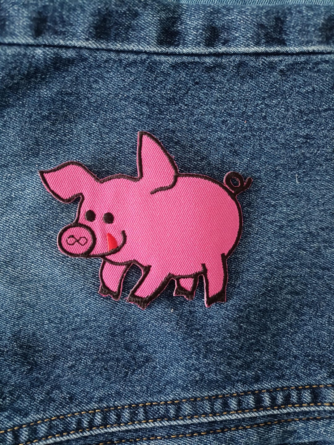 Pink Pig Cartoon Cute Animal Decorate Cool Badge Patch Iron on Patches ...