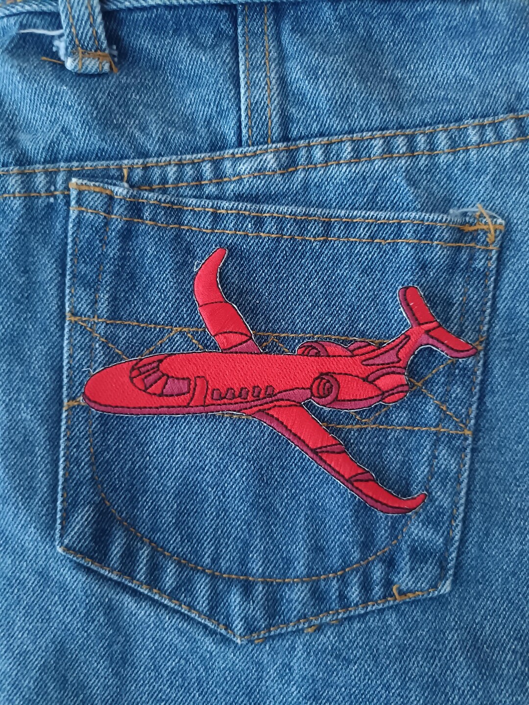 Red Jet Plane Aircraft Cartoon Cool Badge Patch Iron on Patches for ...