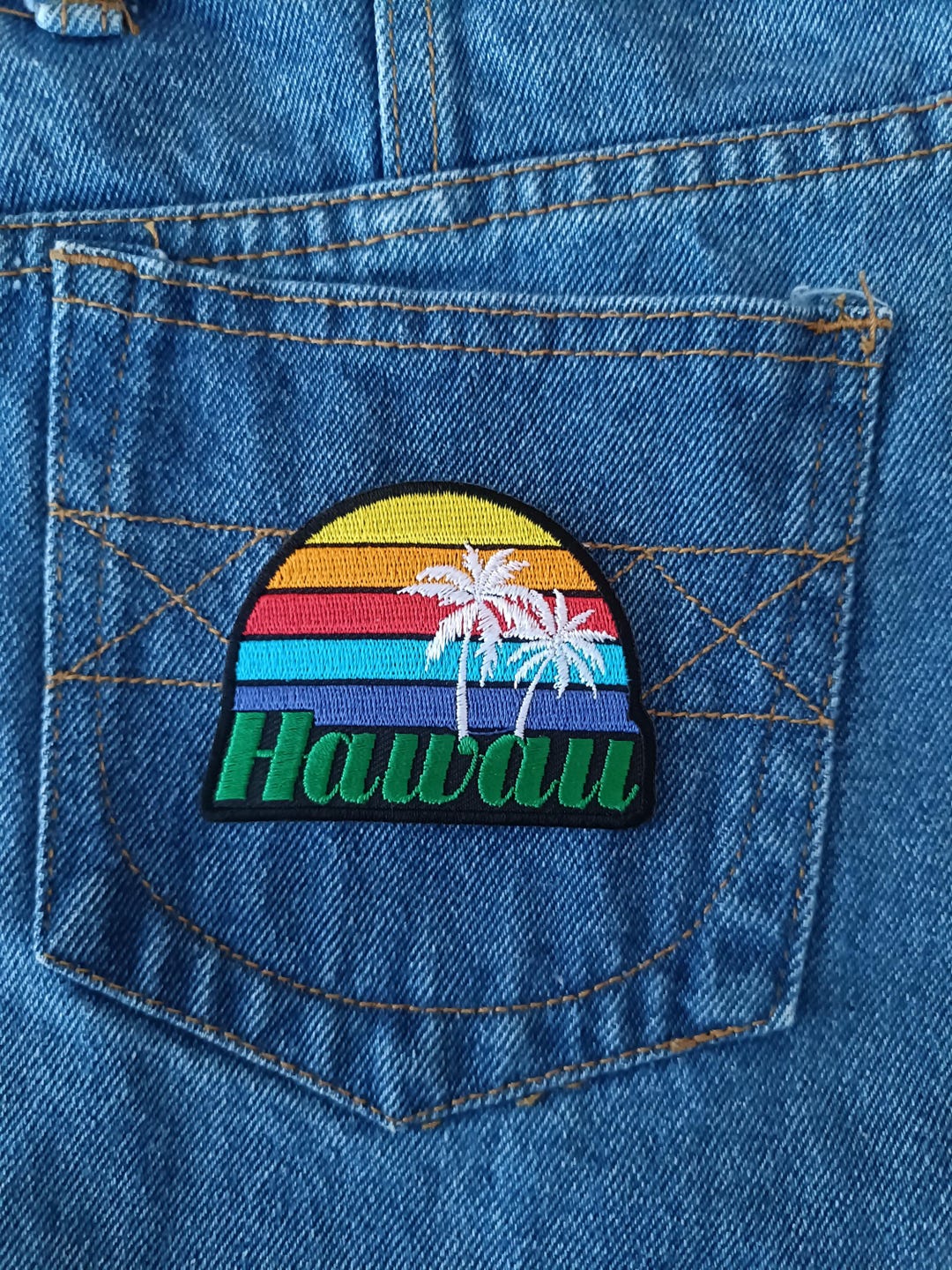 Colorful Hawaii Beach Cartoon Cool Badge Patch Iron on Patches for ...