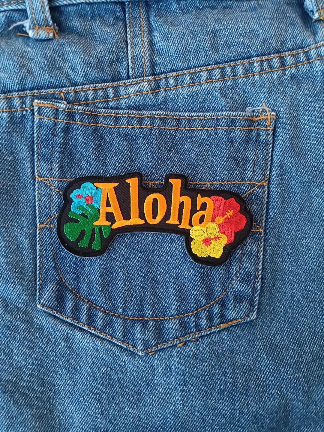 Aloha Flower Words Patch Cartoon Cool Badge Patch Iron on Patches for ...