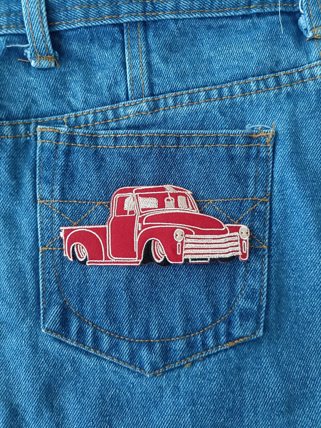 Red Retro Truck Car Vehicle Cartoon Cool Badge Patch Iron on Patches ...
