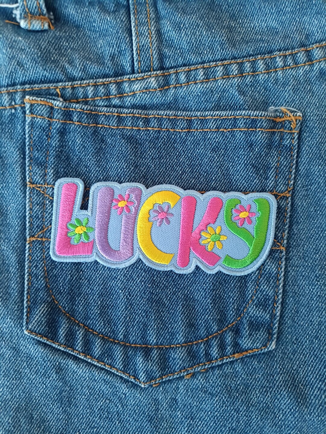 Lucky Word Wording Cartoon Cool Badge Patch Iron on Patches for Jackets ...