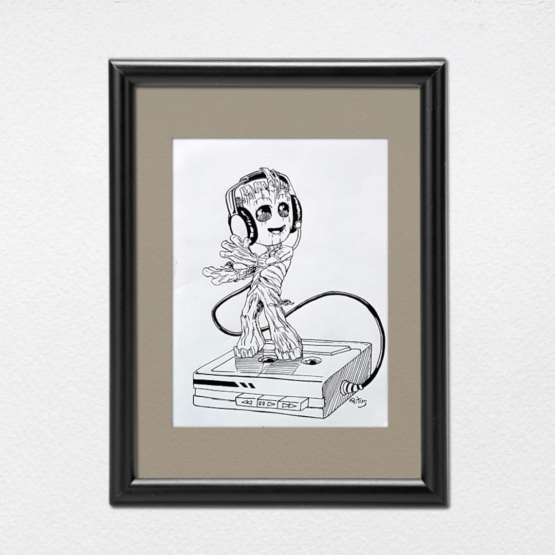 Drawing Groot on Walkman Format A5 - Etsy