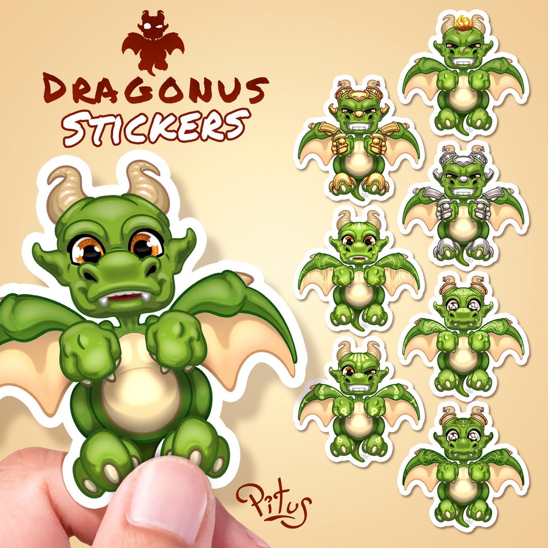 Cute Green Dragon Sticker for Phone Tablet Car Motorcycle Computer ...