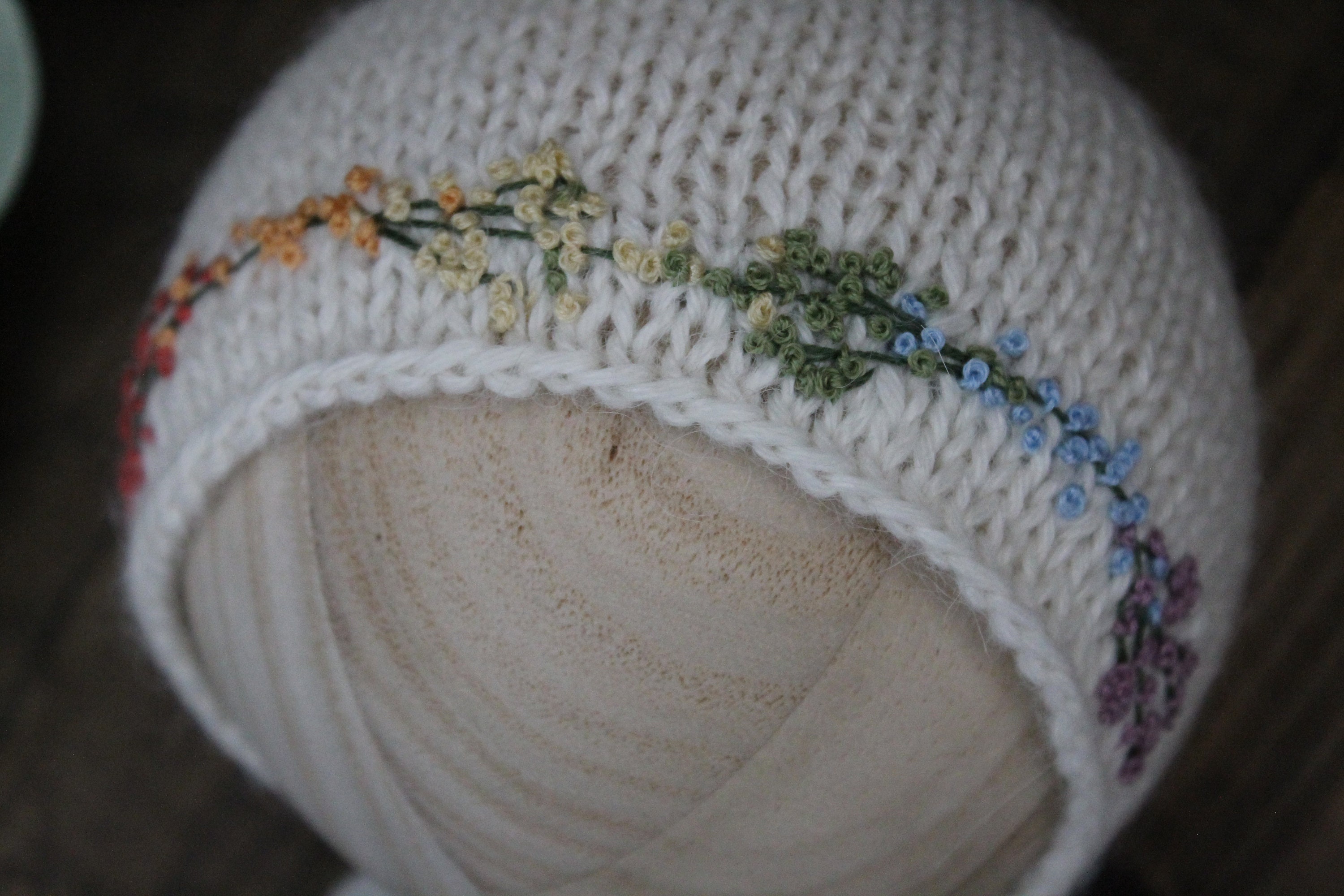 Rainbow Baby Floral Embroidered Bonnet Newborn | Etsy